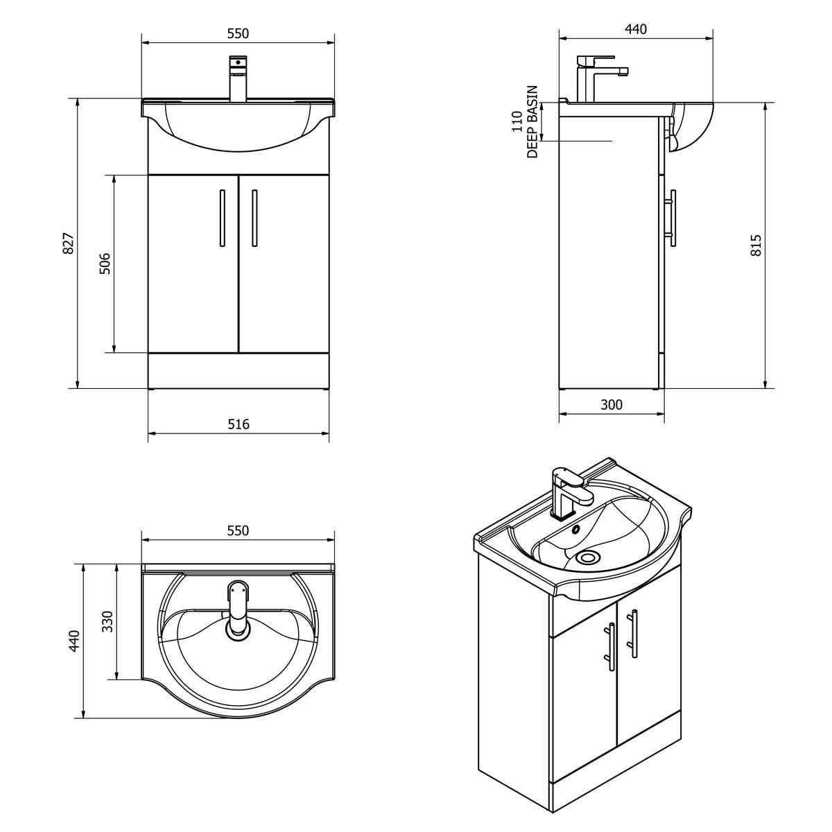 500mm Vanity Units: White Compact cabinet & basin VTY058 from Premier ...