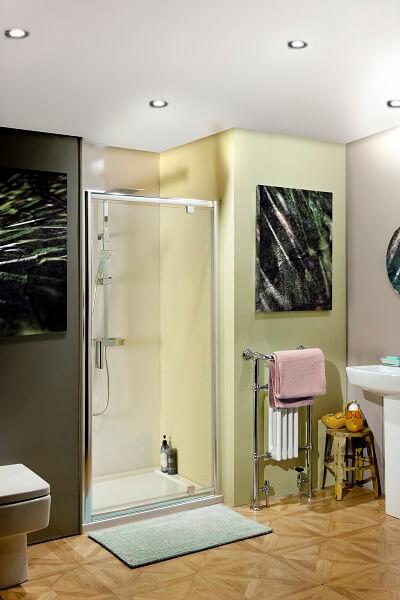 Jupiter 800mm Polished Silver Pivot Shower Enclosure Door