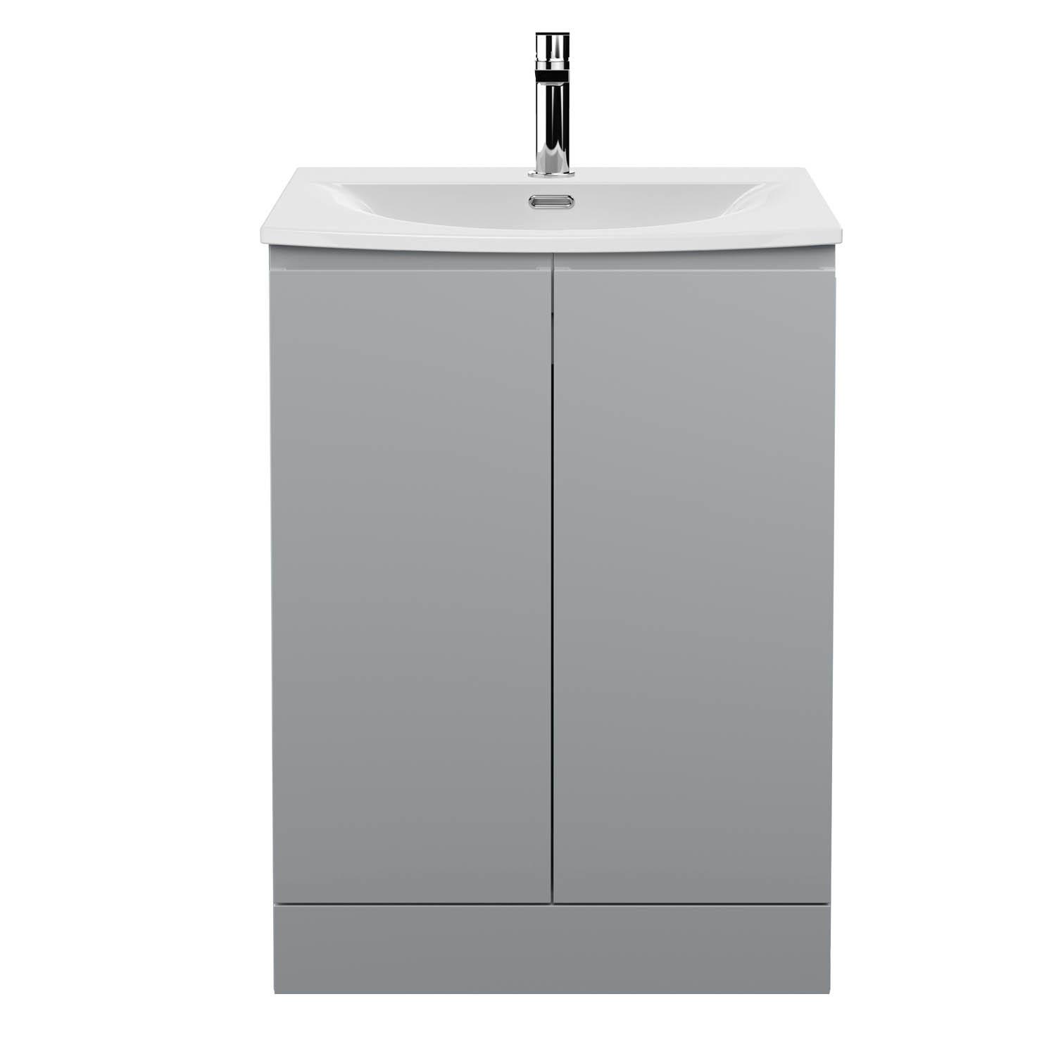 Hudson Reed Urban Grey 600mm Floor Standing 2-Door Vanity Unit & Basin ...
