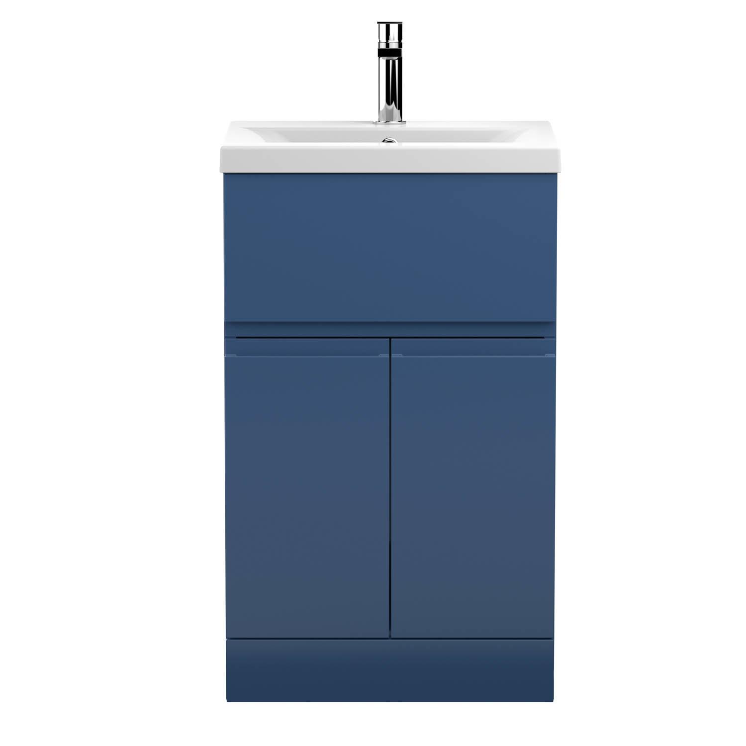 Hudson Reed Urban Blue 500mm Floor Standing 2-Door/Drawer Vanity Unit ...