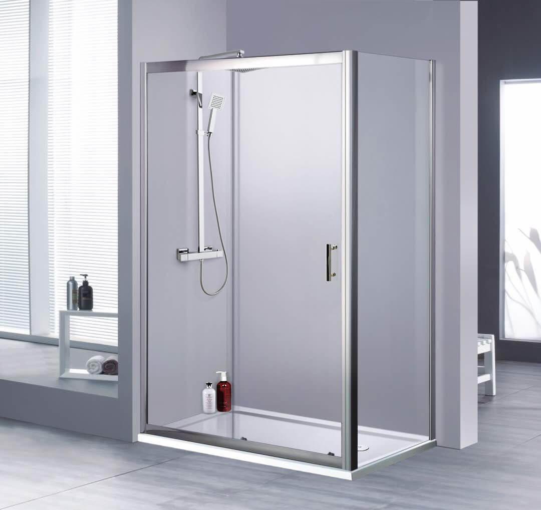 Jupiter 1200mm X 900mm Polished Silver Sliding Shower Enclosure