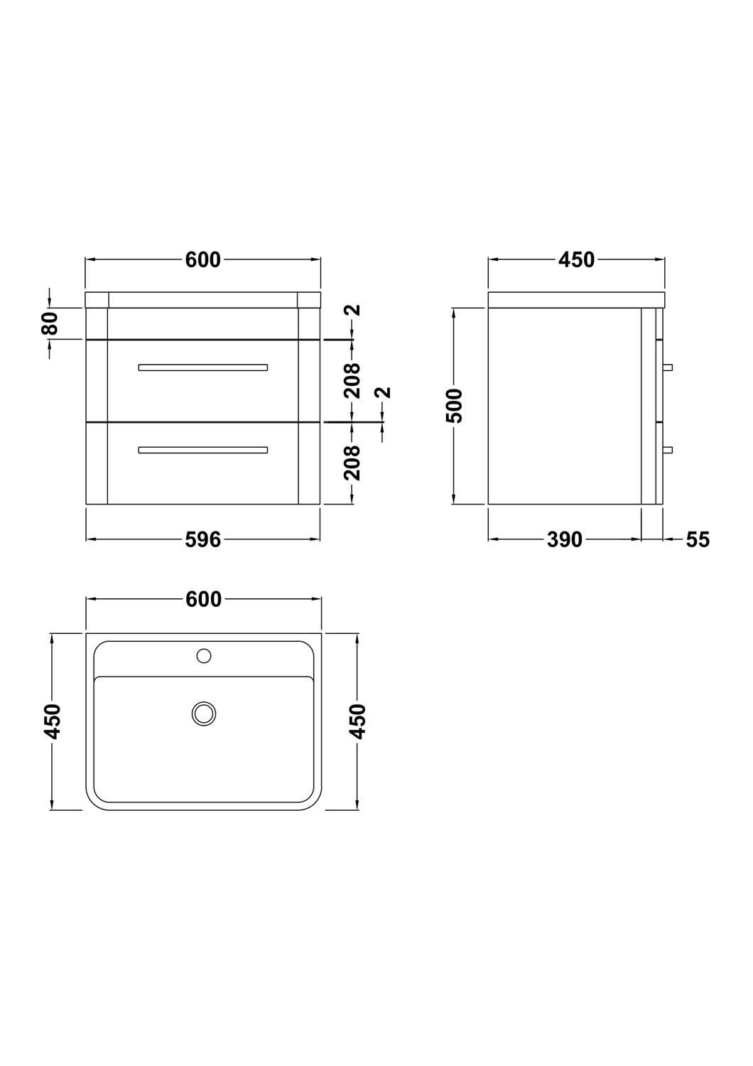 Hudson Reed Solar Cool Grey Wall Hung 600mm Vanity Unit & Basin ...