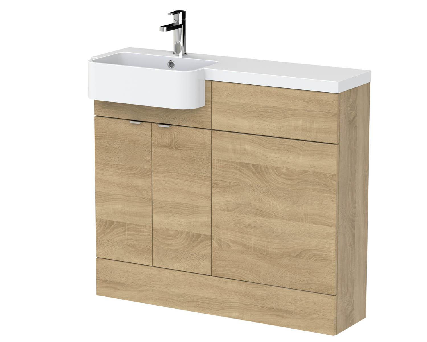 Hudson Reed Fusion Natural Oak 1000mm Combination Unit & Left Hand Semi ...