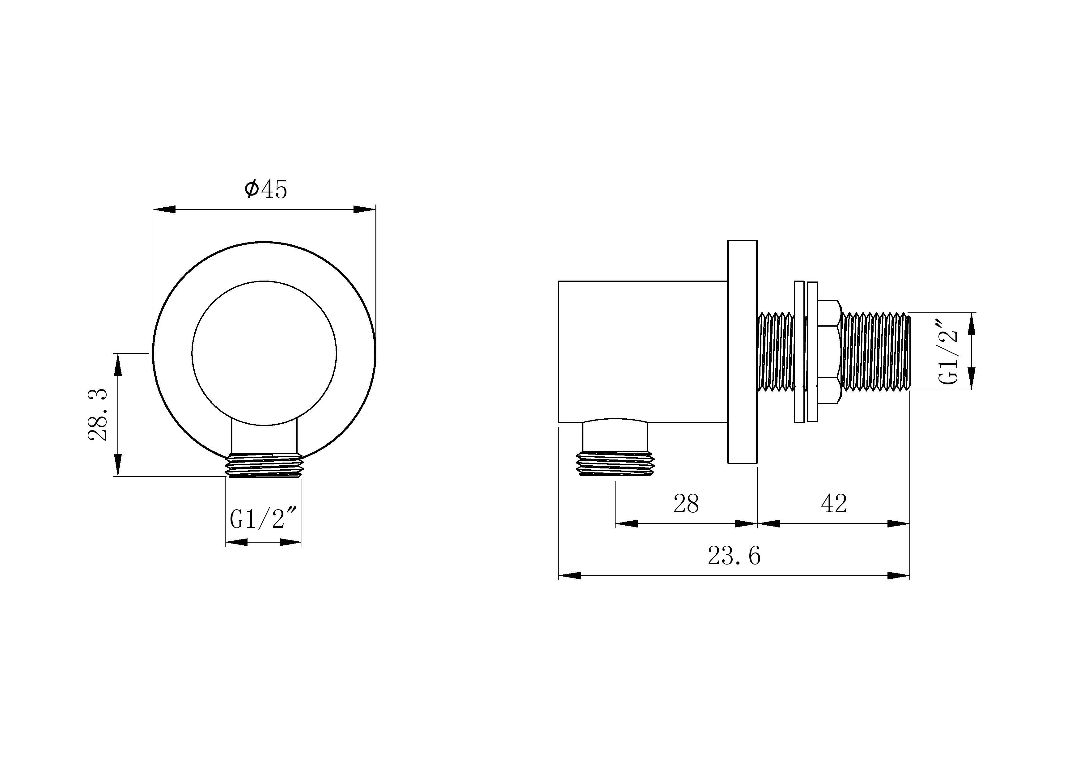 Round wall outlet elbow - Chrome