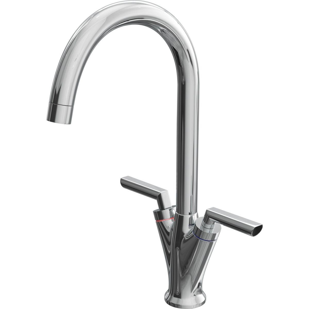 Jupiter Deck Mounted Dual Lever Mono Kitchen Sink Mixer Tap KTA008