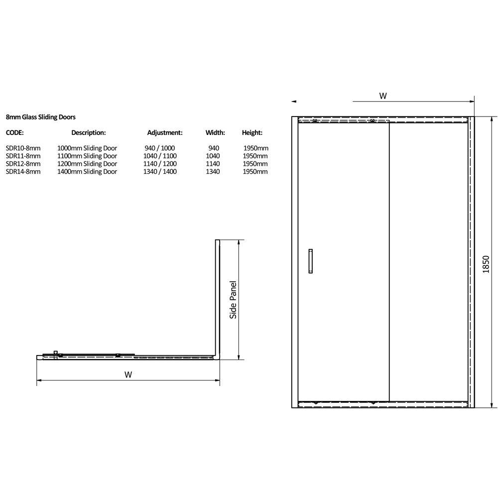 Jupiter 1200mm Sliding Shower Door Enclosure Rapid Fit - 8mm Easy Clean ...