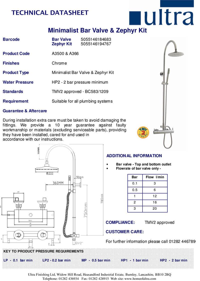 Ultra Minimalist Bar Valve & Zephyr Kit A3500A366