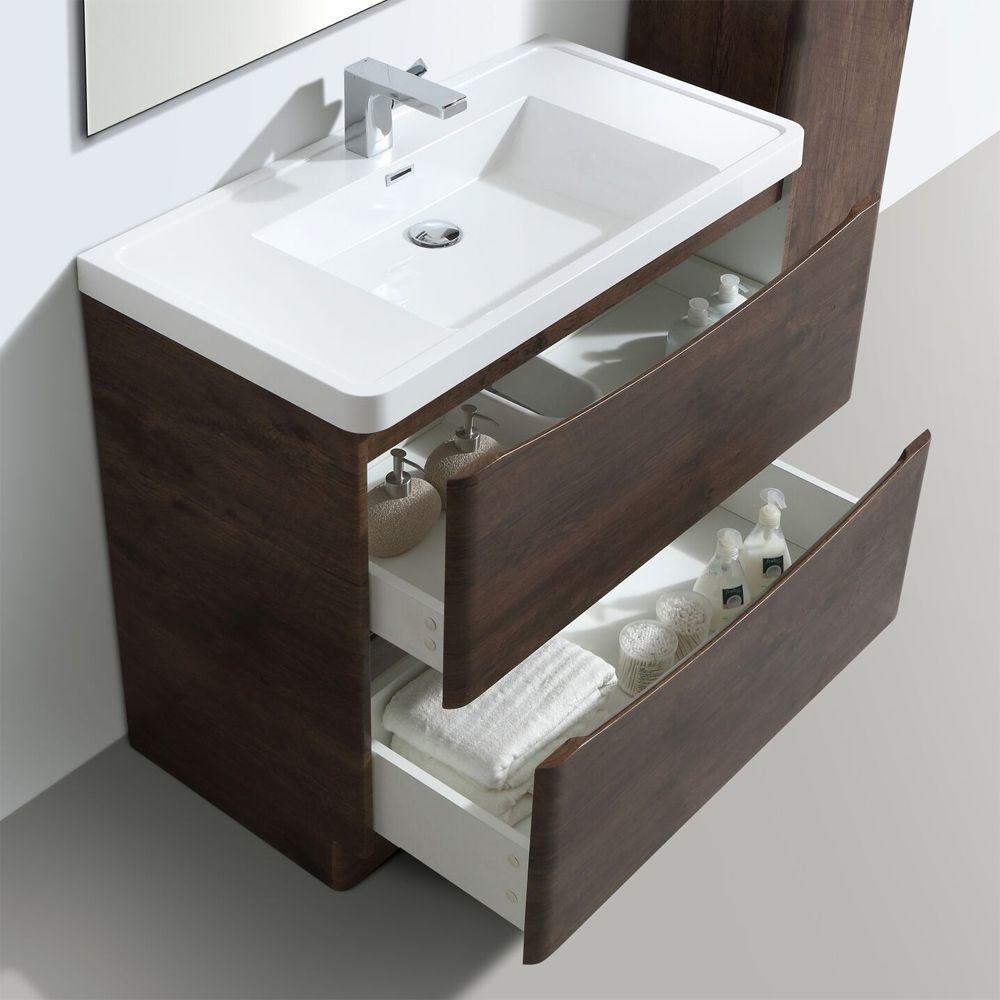 Jupiter Bali Chestnut Finish 900mm 2 Drawer Floorstanding Vanity Unit ...