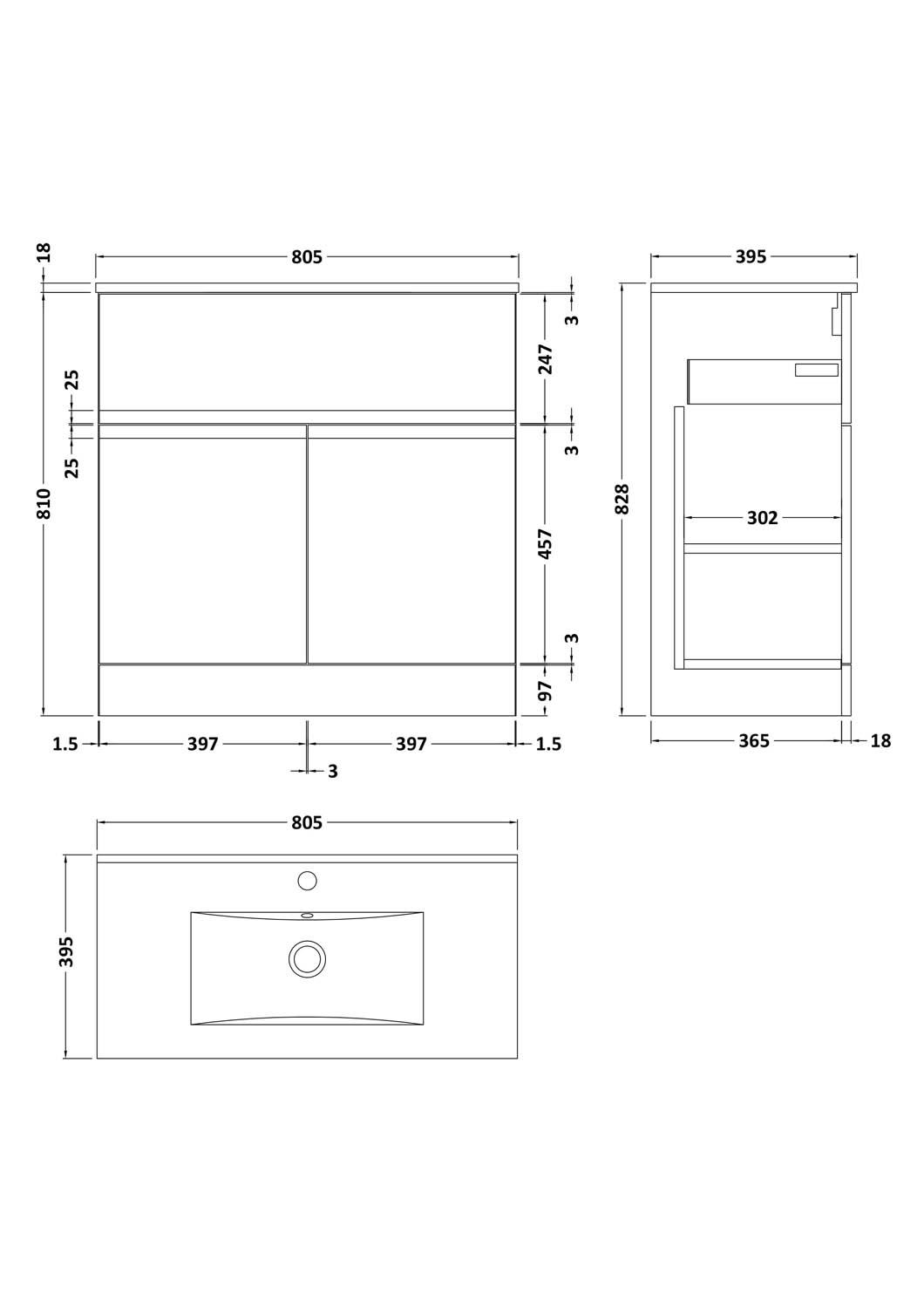 Hudson Reed Urban Blue 800mm Floor Standing 2-Door Vanity Unit & Basin ...