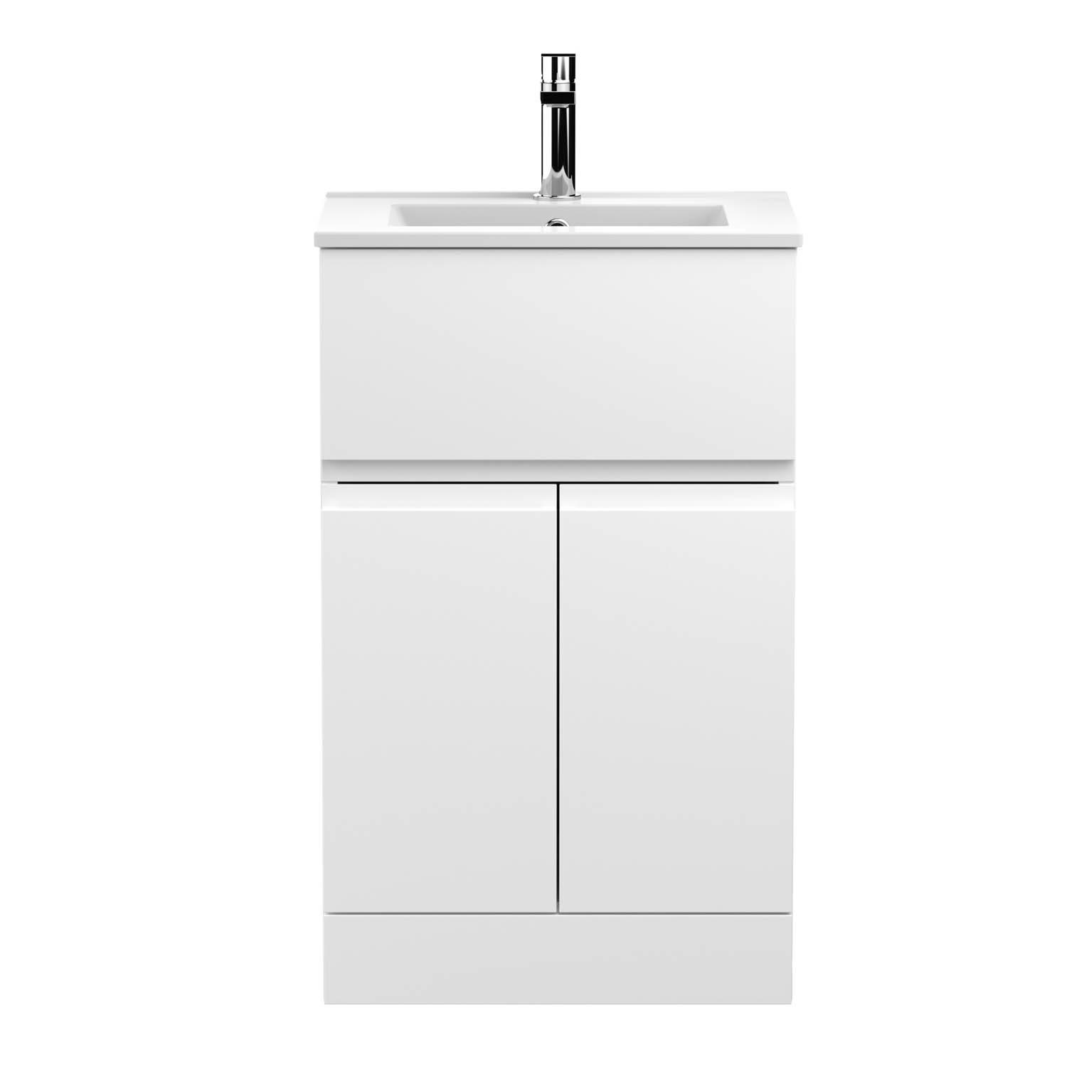 Hudson Reed Urban White 500mm Floor Standing 2-Door/Drawer Vanity Unit ...