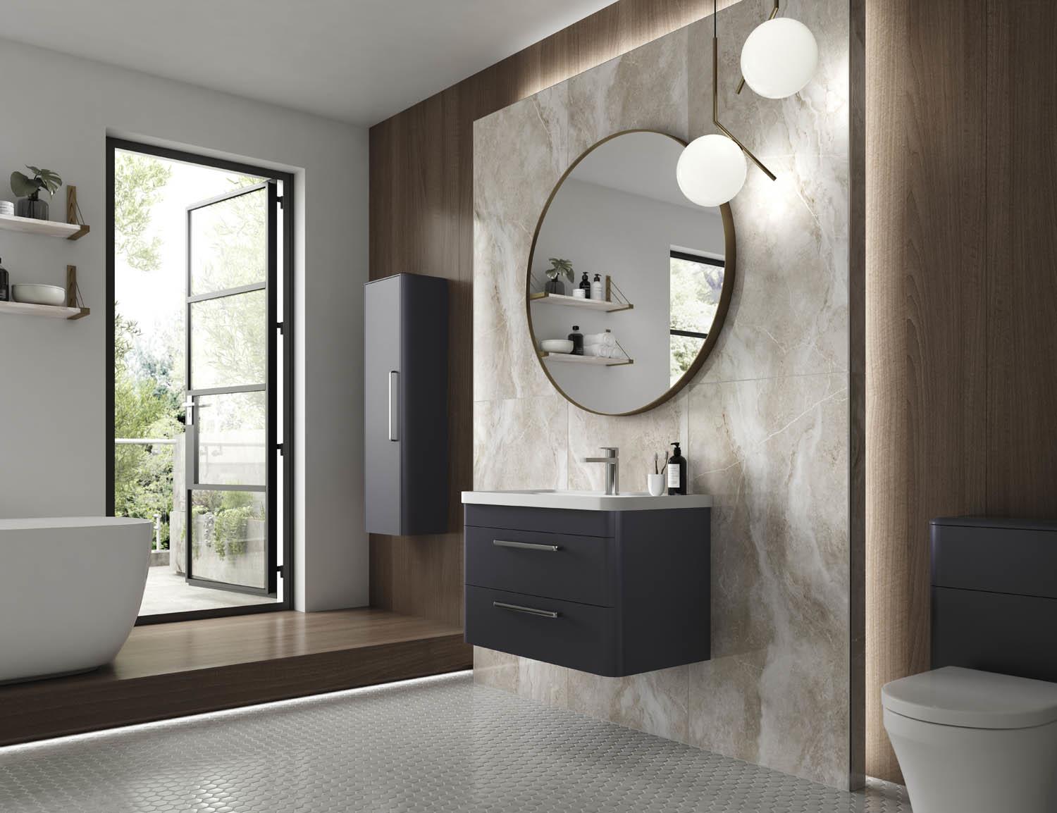 Hudson Reed Solar Indigo Blue Wall Hung 800mm Vanity Unit & Basin ...
