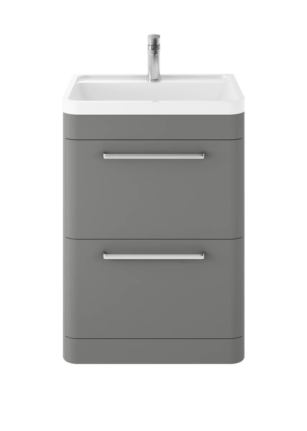Hudson Reed Solar Cool Grey Floor Standing 600mm Vanity Unit & Basin ...