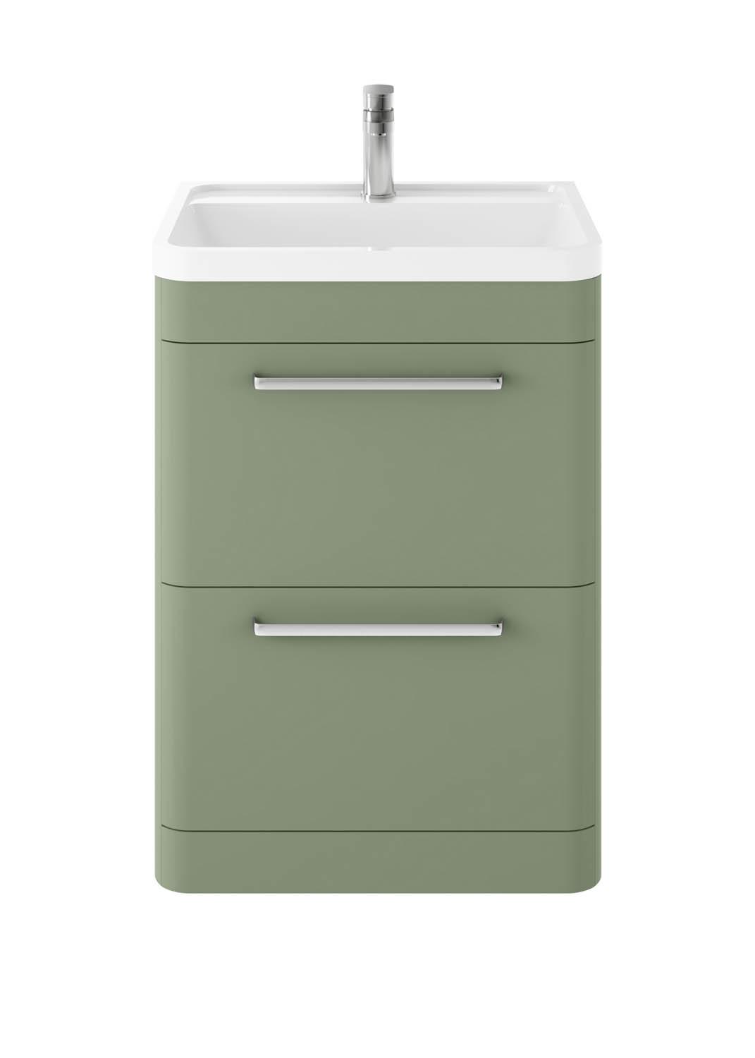 Hudson Reed Solar Fern Green Solar 600mm Floor Standing 2-Drawer Unit ...