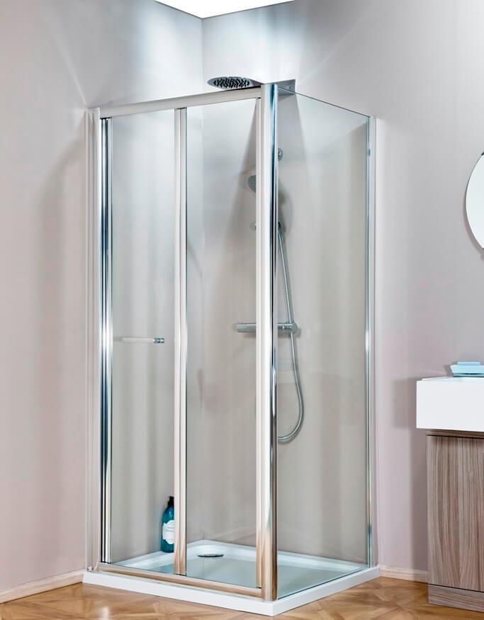 Jupiter 700mm x 900mm Polished Silver Bi-Fold Shower Enclosure
