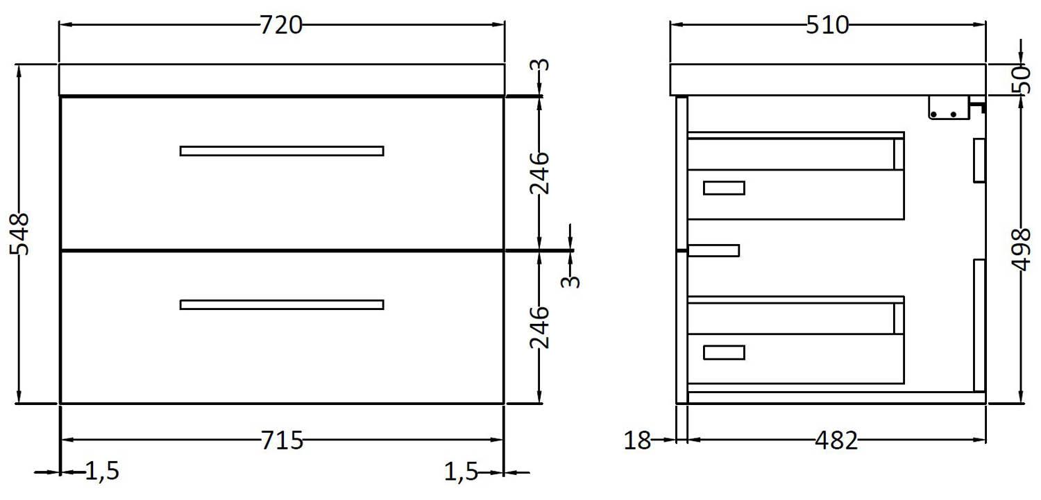 Hudson Reed Quartet Gloss White 720mm Vanity Unit & Basin Bathroom ...