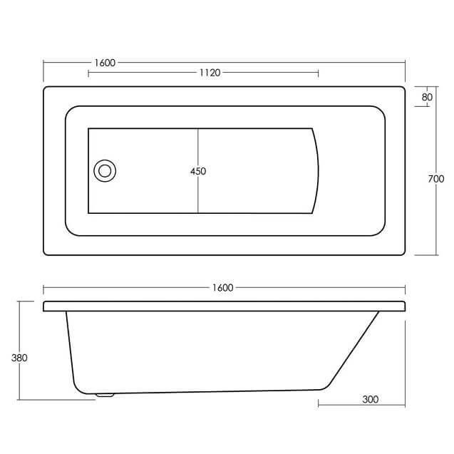 Premier Beacon 4mm Single Ended Bath 1800 x 800mm