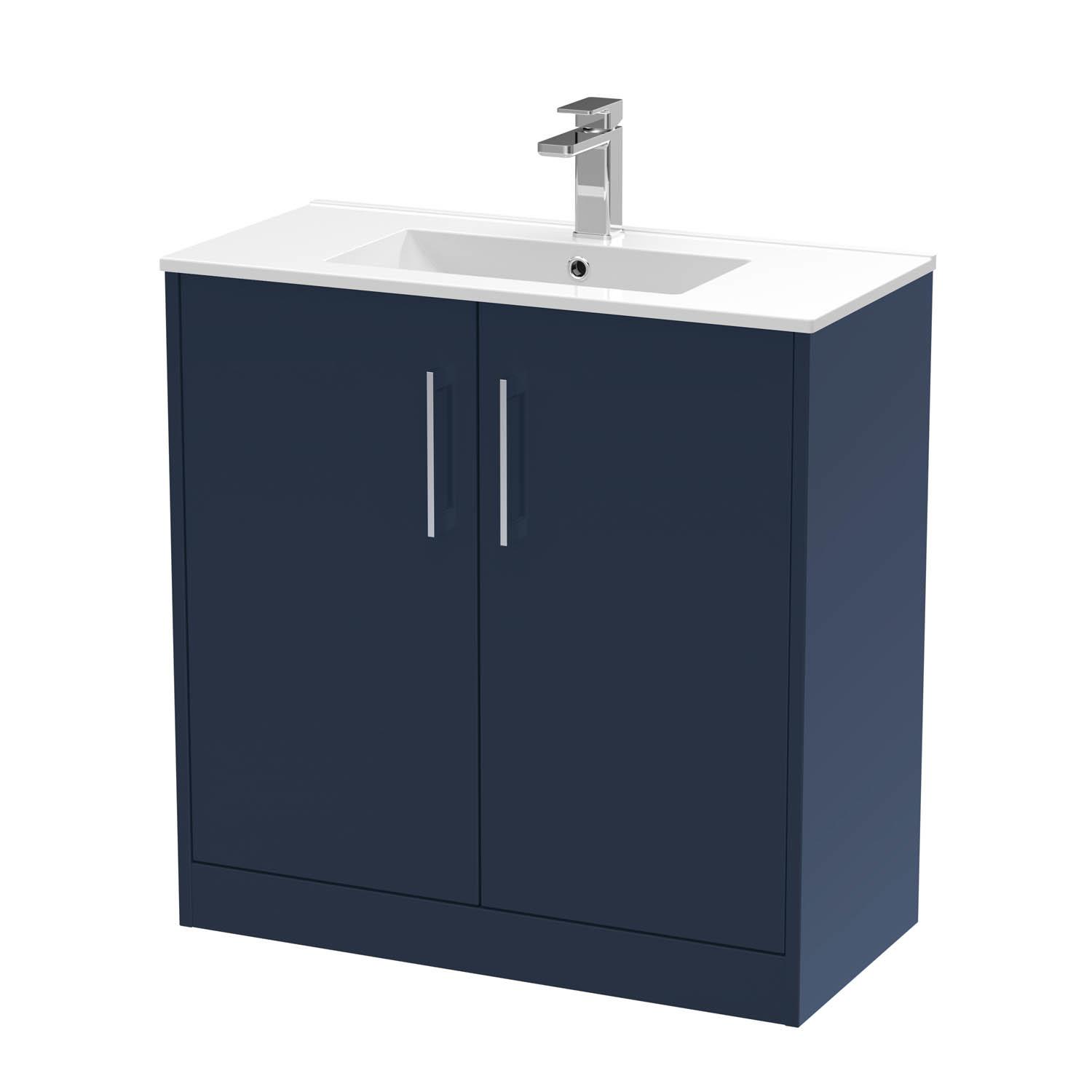 Hudson Reed Juno Blue 800mm Floor Standing 2-Door Vanity & Basin 2 ...