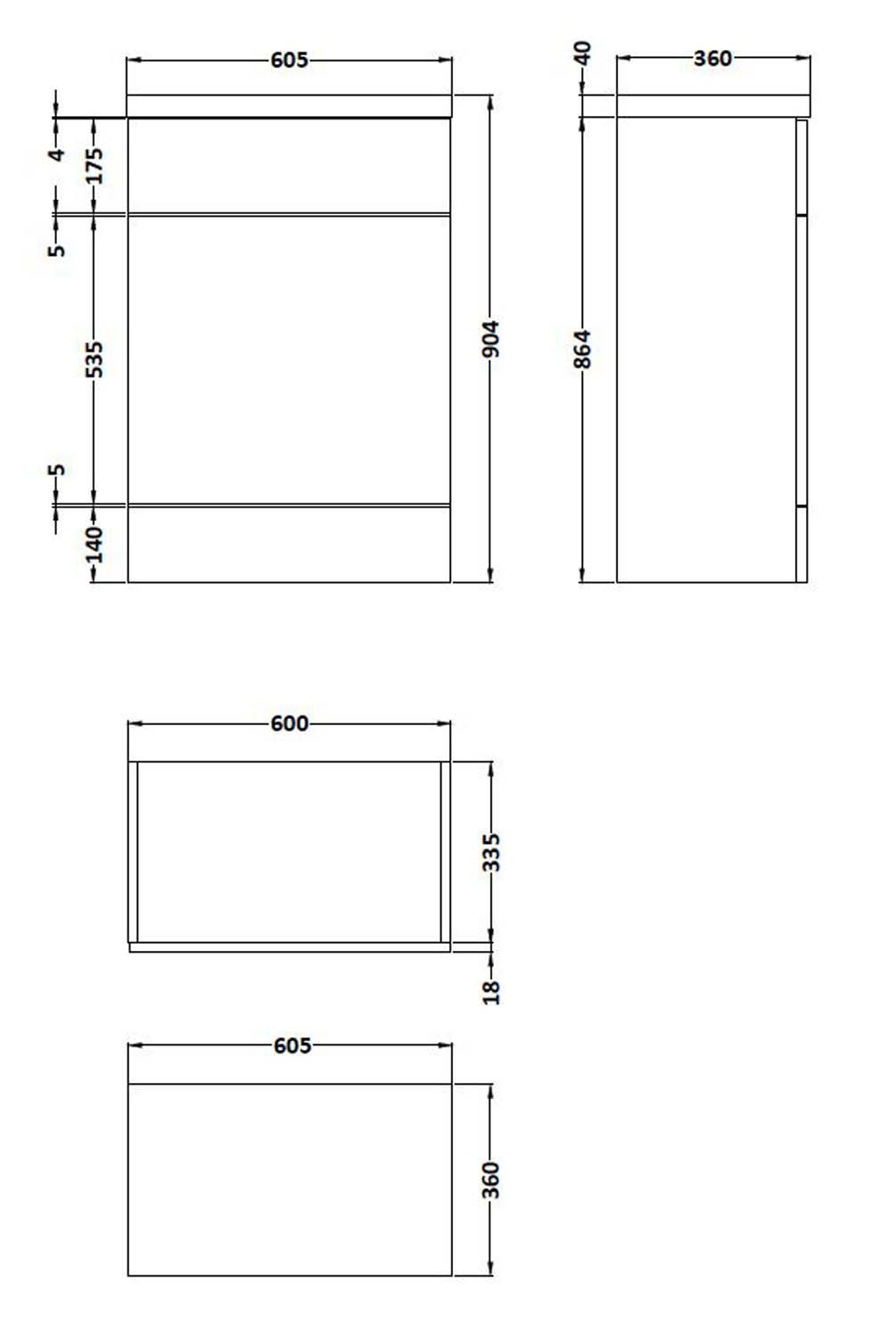 Hudson Reed Fusion Gloss Grey Mist 600mm WC Unit & Polymarble Top ...