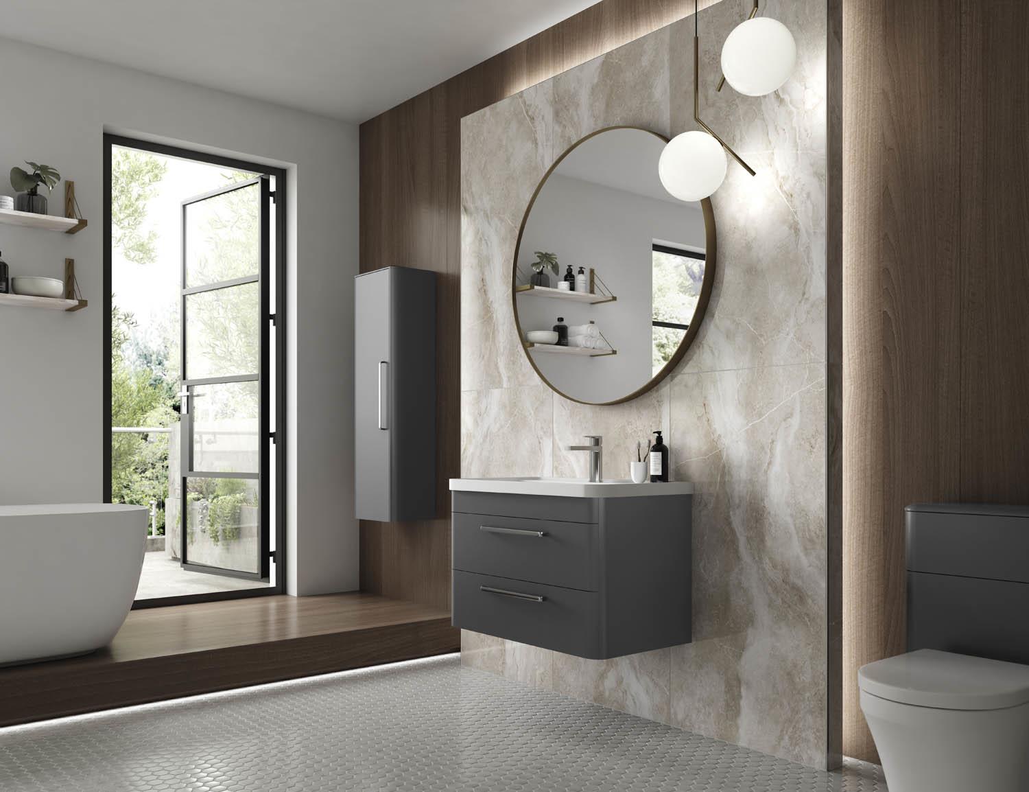 Hudson Reed Solar Cool Grey Wall Hung 800mm Vanity Unit & Basin ...