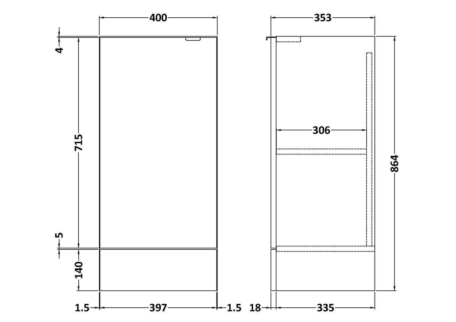 Hudson Reed Fusion Hacienda Black 400mm Base Unit Bathroom Furniture