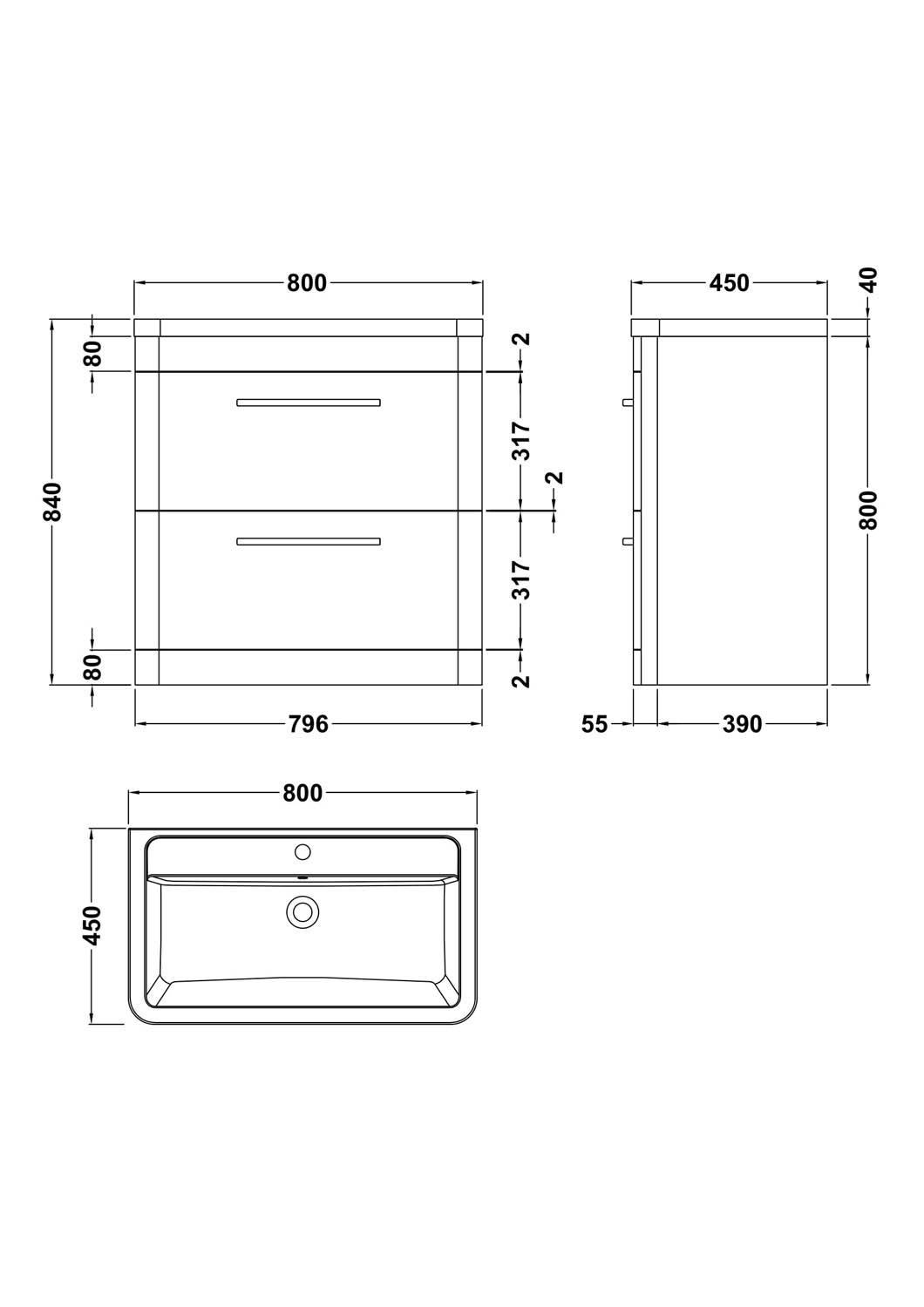 Hudson Reed Solar Cool Grey Floor Standing 800mm Cabinet & Ceramic ...