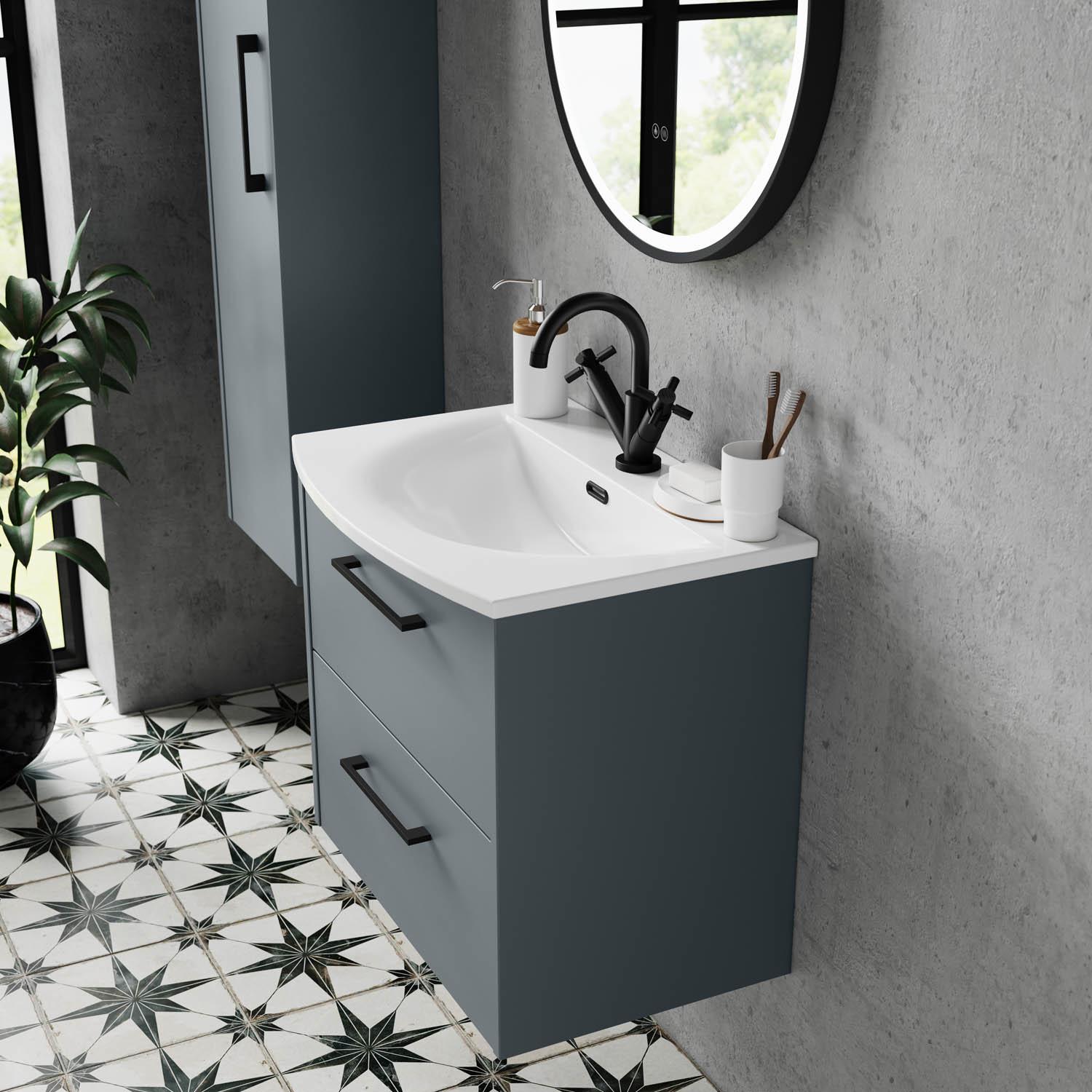 Hudson Reed Juno Grey 800mm Wall Hung 2-Drawer Vanity Unit & Basin 4 ...