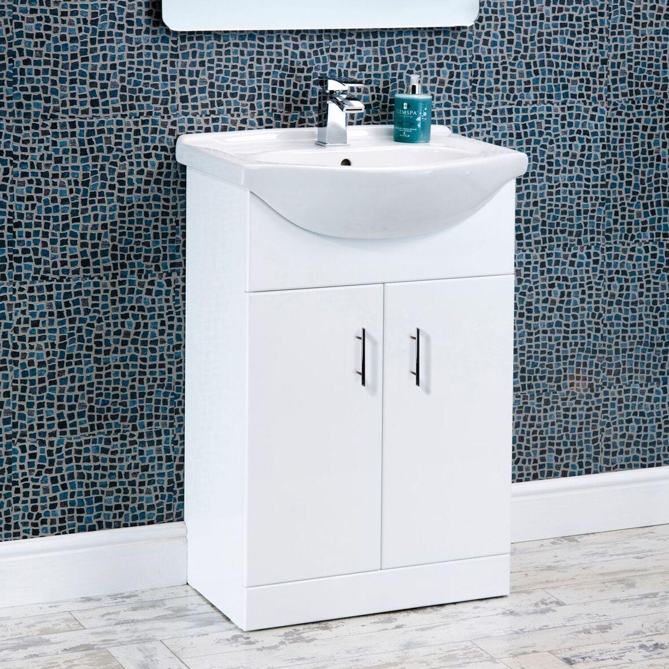 500mm Vanity Units: White Compact cabinet & basin VTY058 from Premier ...