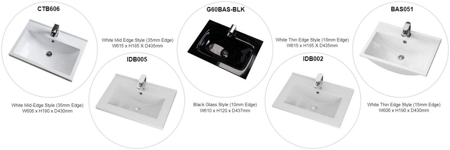 Jupiter Idon Black Ash Finish 600mm Built In Basin 1 Drawer Vanity Unit ...