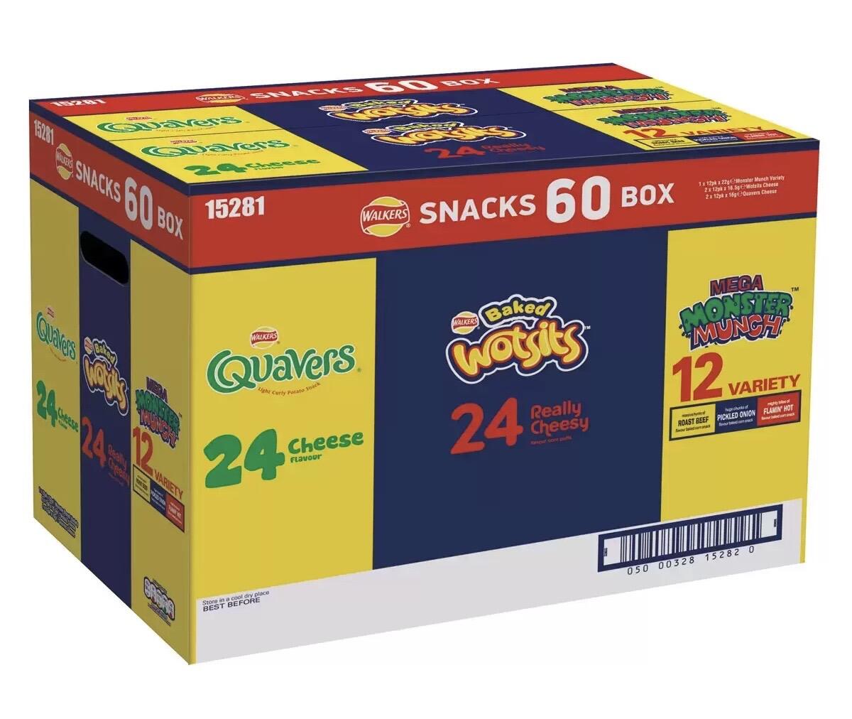 Walkers Crisps Snack Variety Box, 60 Pack