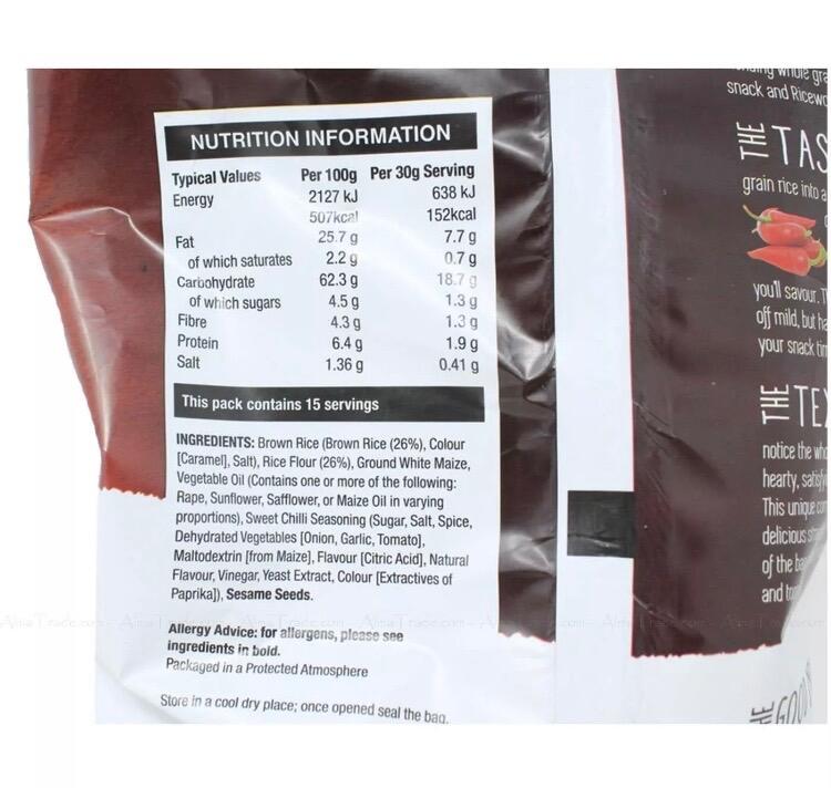 Riceworks Sweet Chilli Rice Snacks Wholegrain Crisps Chips - 15 ...