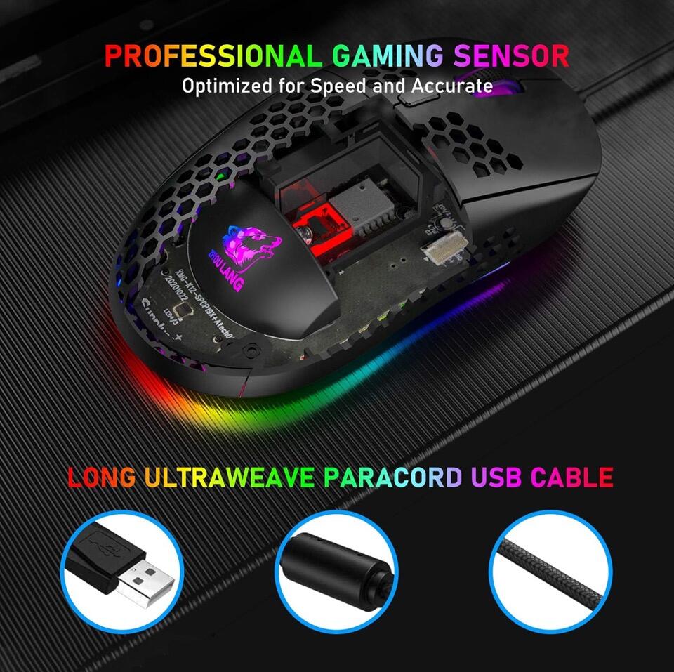 RGB Honeycomb Lightweight Gaming Mouse – 6 Programmable Buttons, 6400 ...