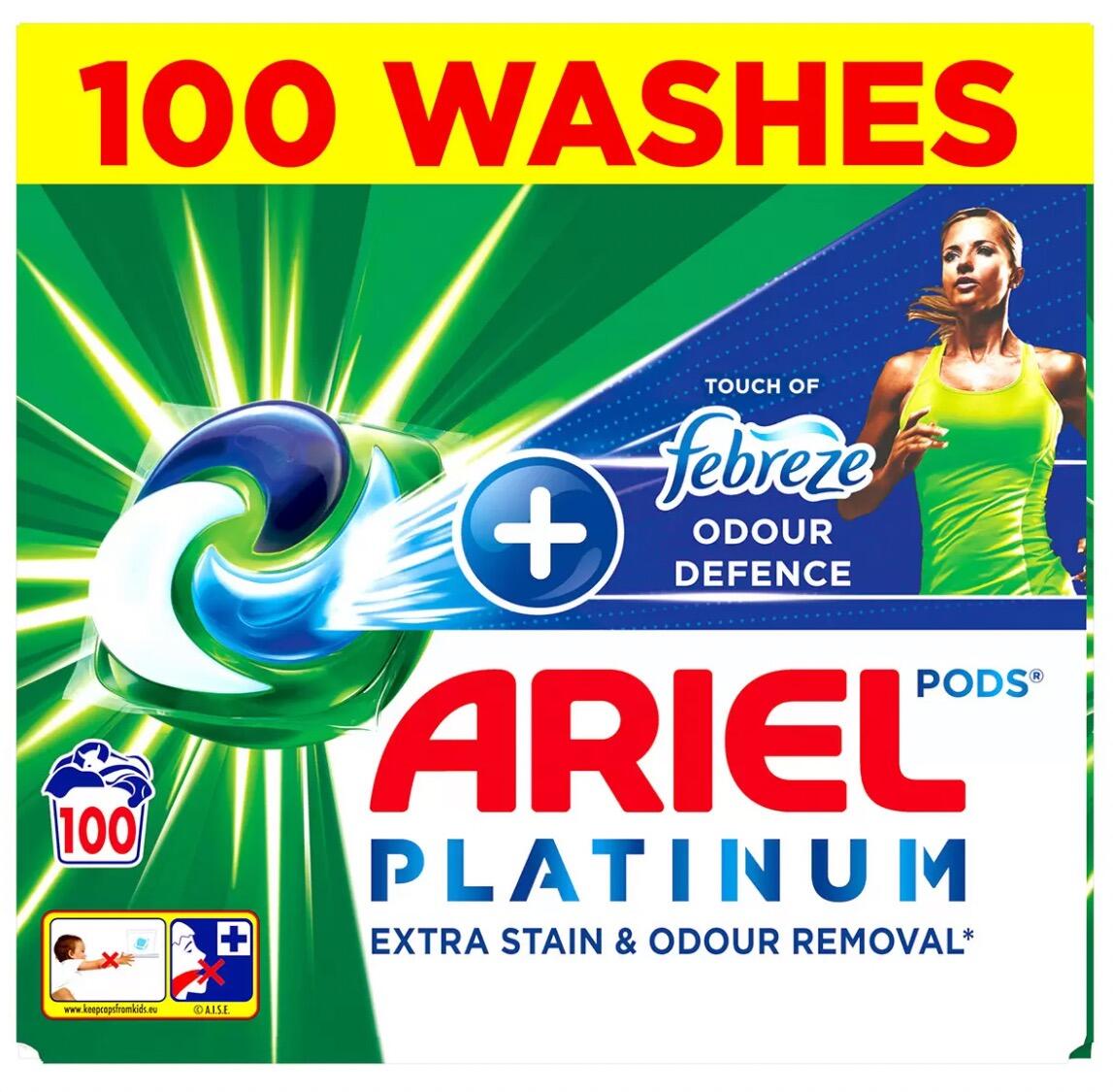 Ariel Platinum + Febreze All-in-1 Pods – 100 Wash Laundry Detergent