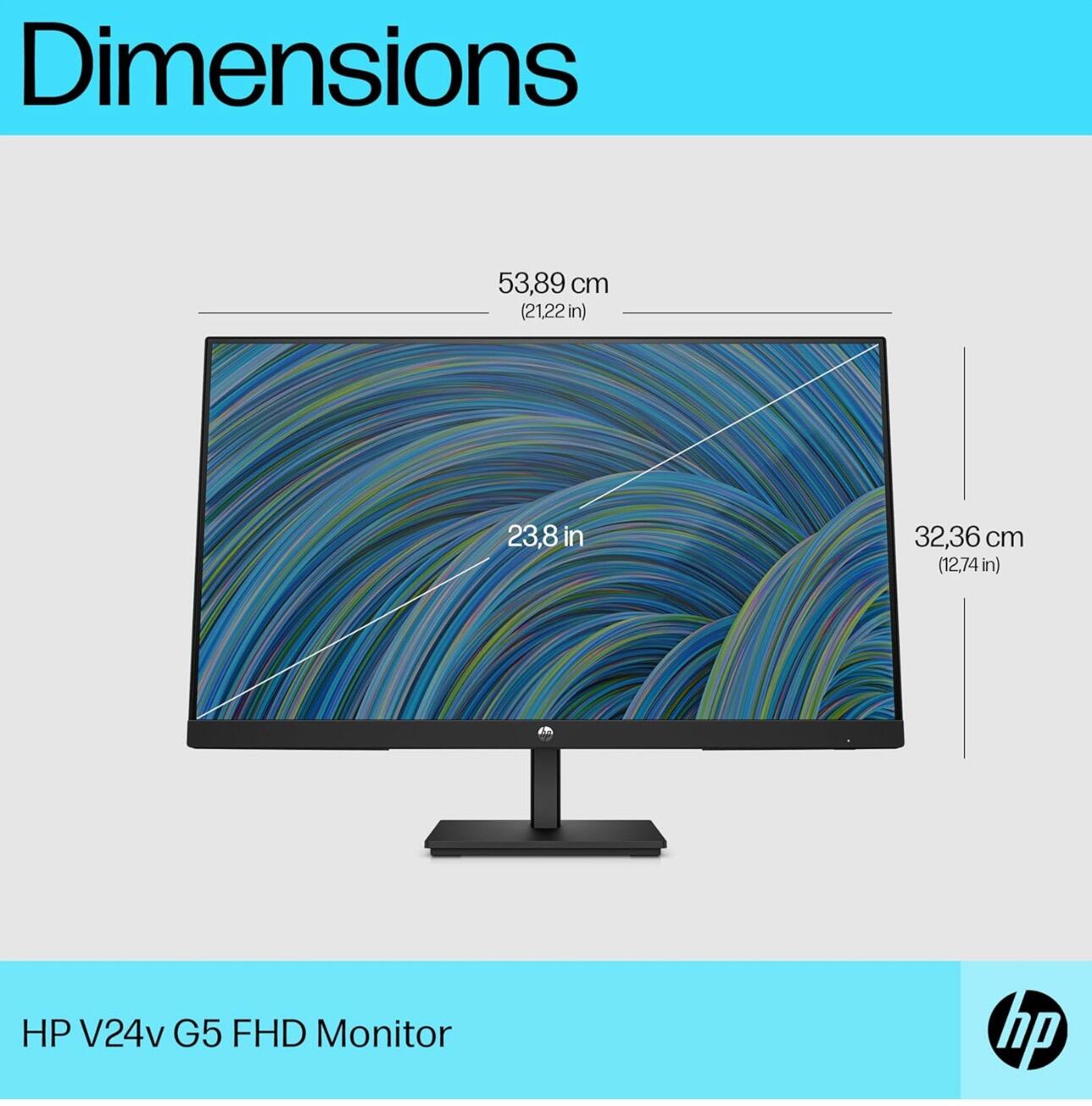 HP V24v G5 24” FHD Monitor – AMD FreeSync, 75Hz, HDMI & VGA