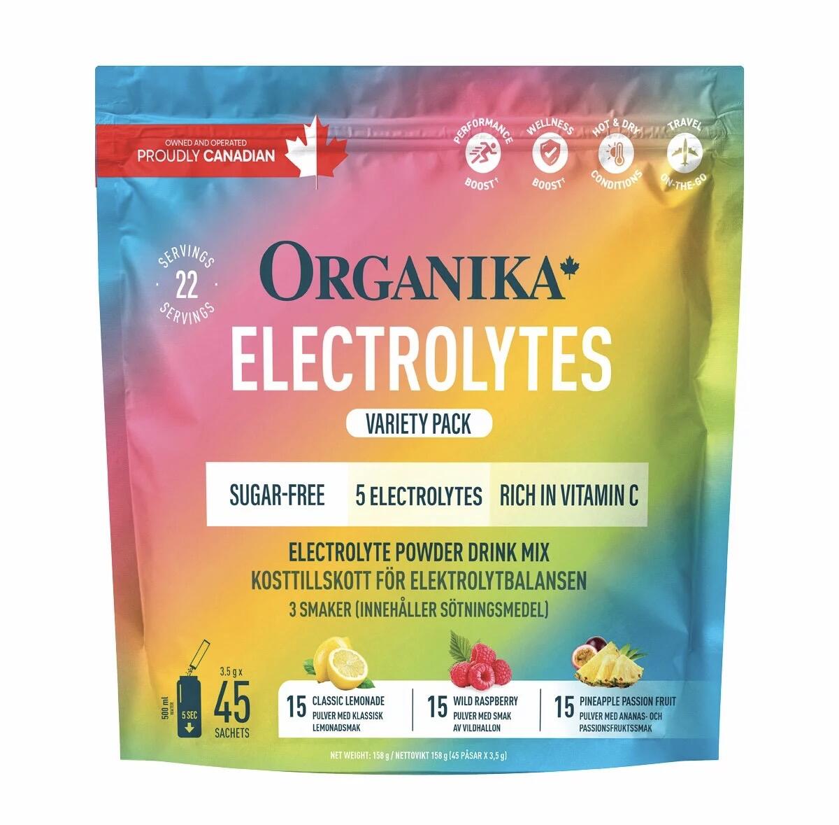 Organika Electrolytes Variety Pack – Sugar-Free Hydration | 45 Sachets