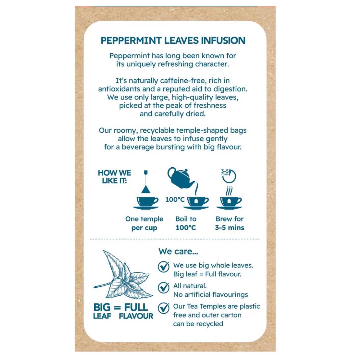 Cafe Tea 100% Peppermint Leaves Teabags – 240 Pack Herbal Infusion