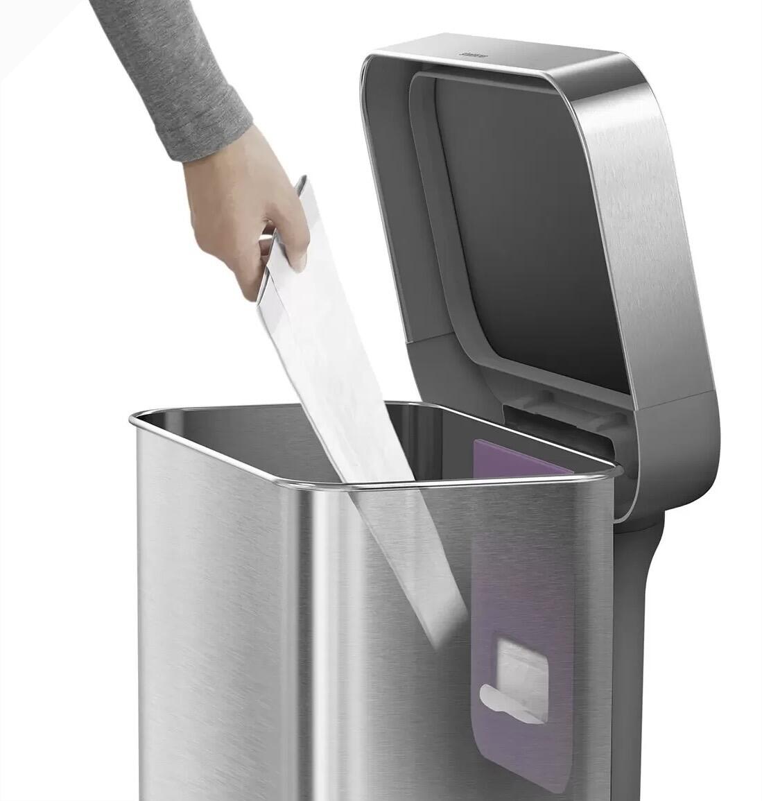 Simplehuman 55L Rectangular Step Can Bin – Brushed Stainless Steel | AKNZ