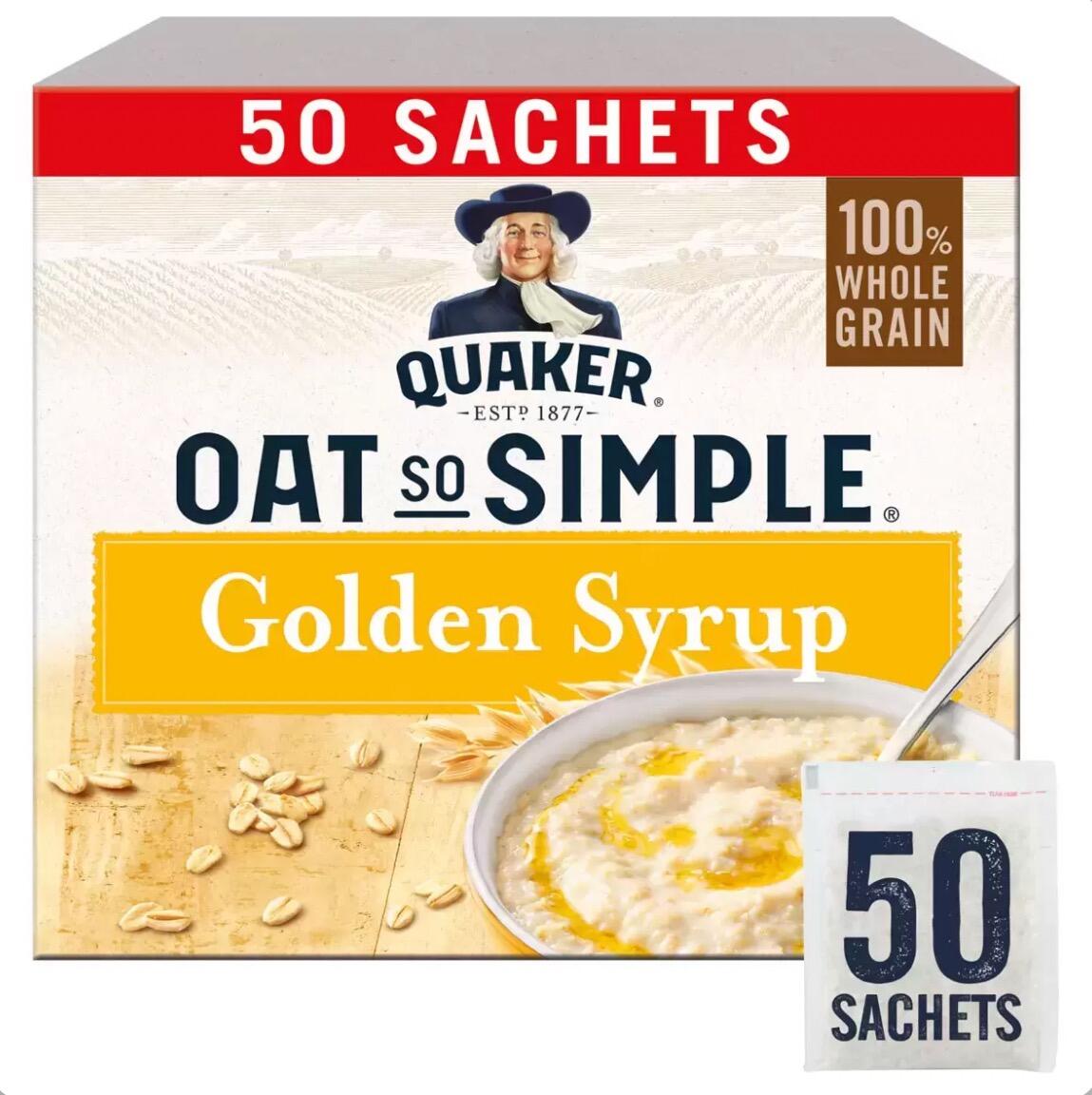 Quaker Oat So Simple Golden Syrup 50 x 36g Quick & Tasty Porridge ...