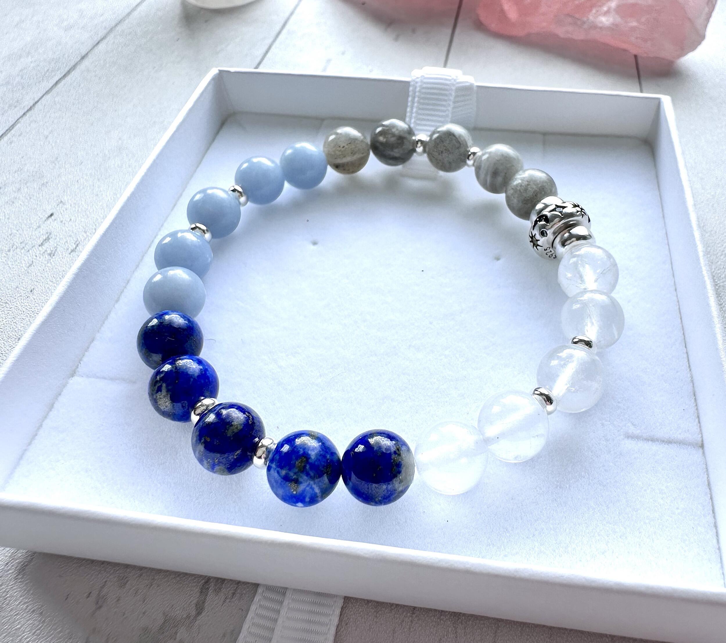 Celestial Moon Crystal Bracelet – Blue Moonstone & Lapis Lazuli ...