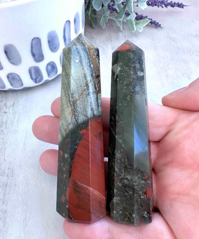 African Bloodstone Crystal Tower with Pyrite | Bloodstone Tower