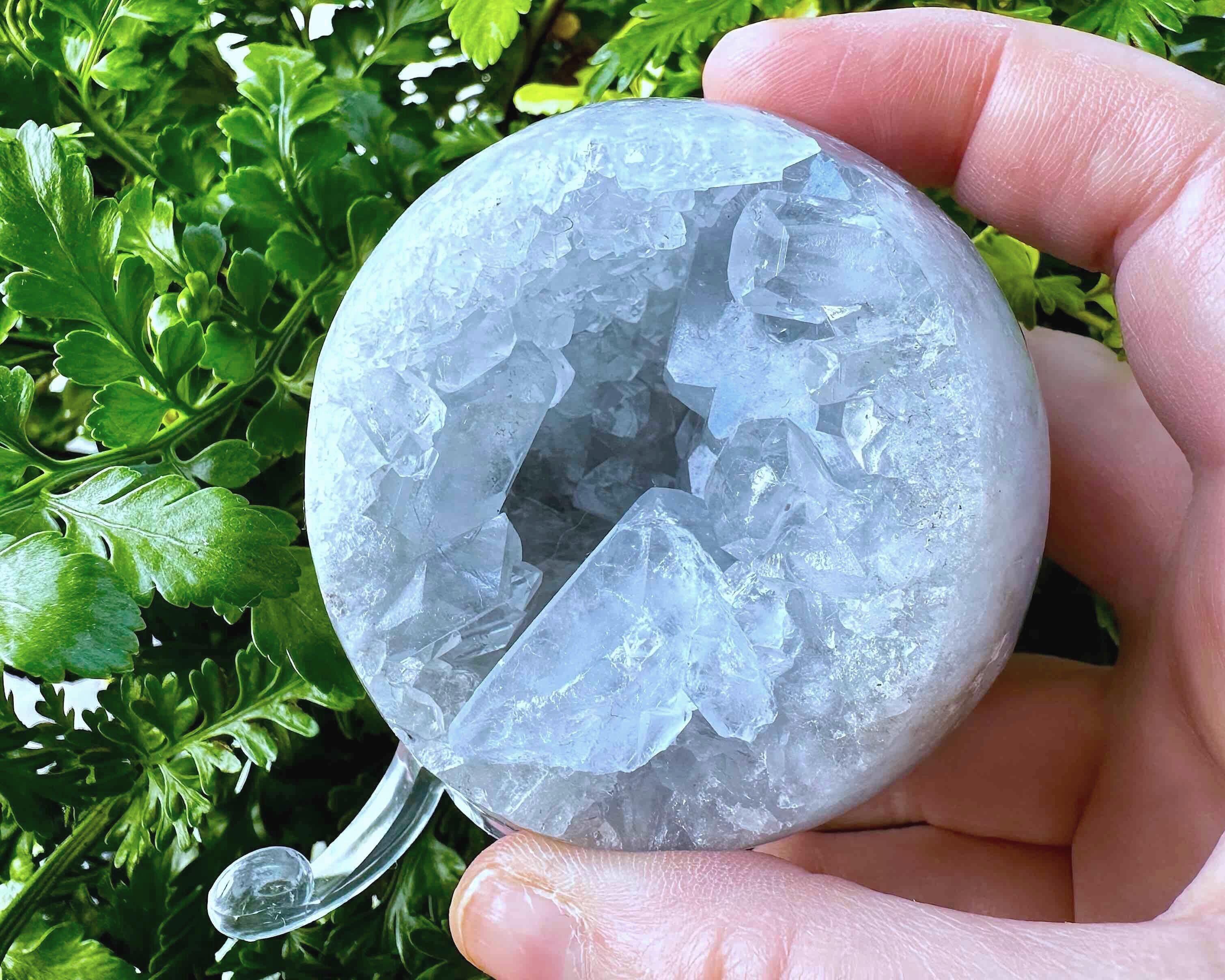 Celestite Crystal Geode Sphere - Celestite Meanings and Properties