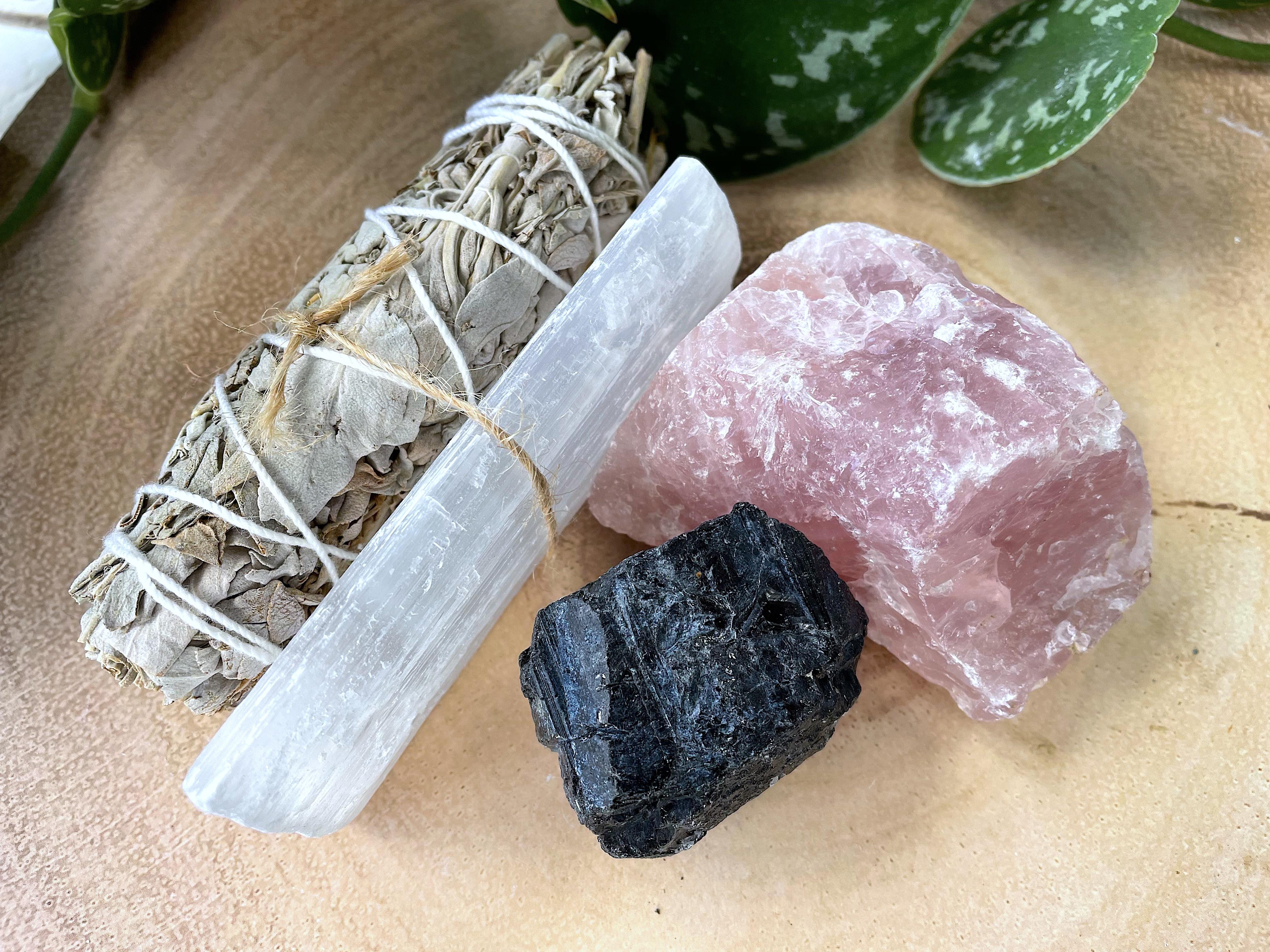 Crystal Protection and Cleansing, White Sage Stick Gift Set - New Home ...