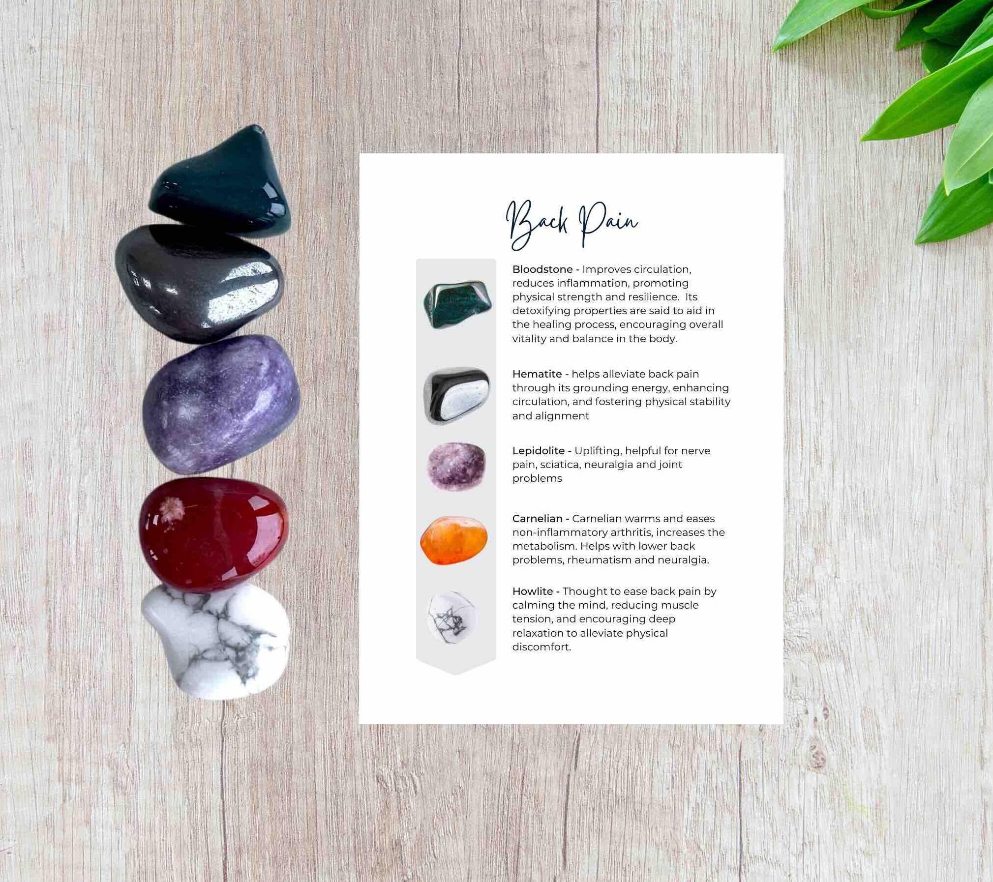 Back Pain Crystal Set – Bloodstone, Hematite & Carnelian