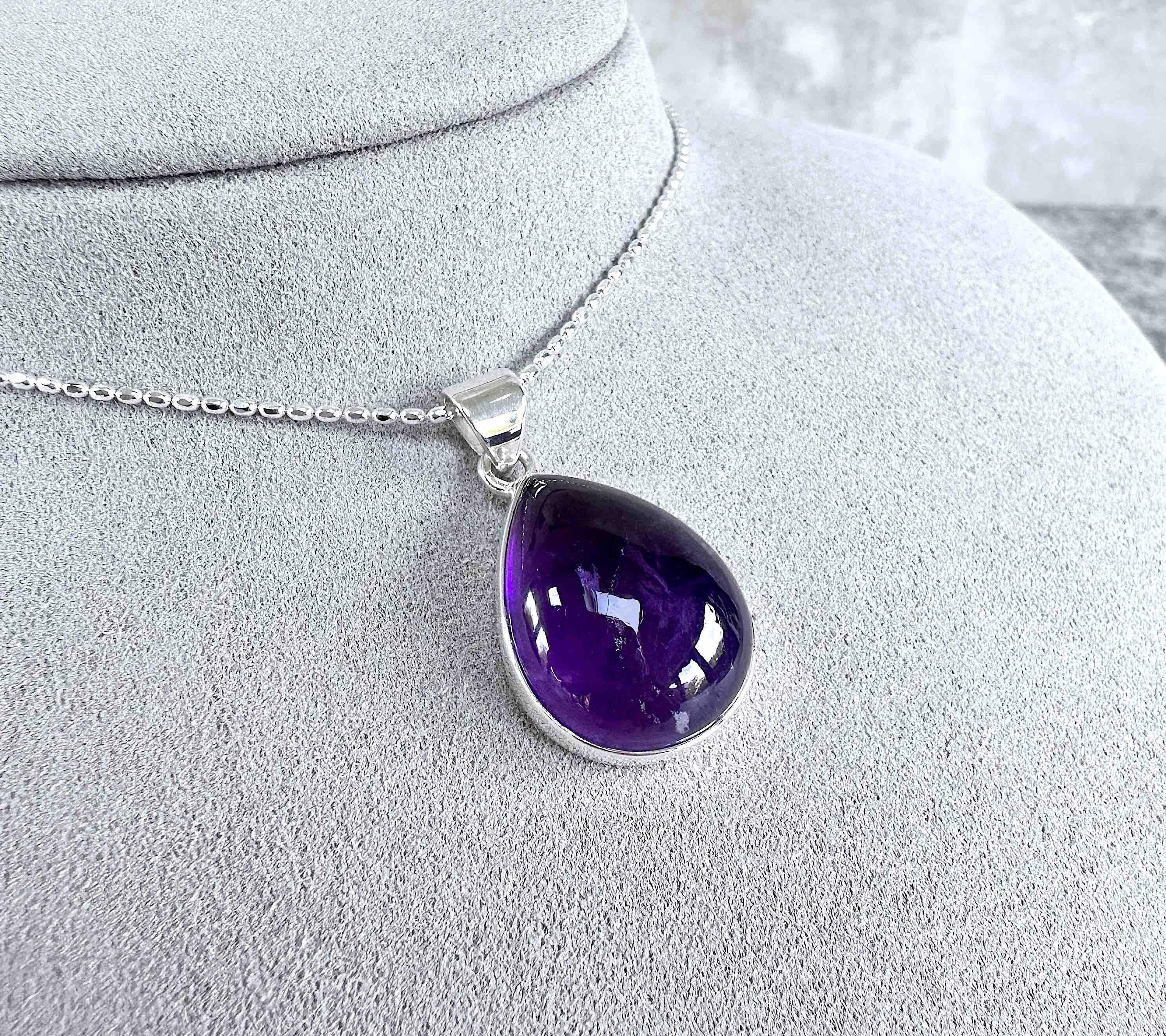 Purple Amethyst Crystal Oval Pendant - Spiritual Crystal Jewellery