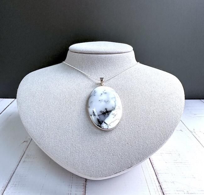 Merlinite Pendant | Sterling Silver Oval Crystal Necklace