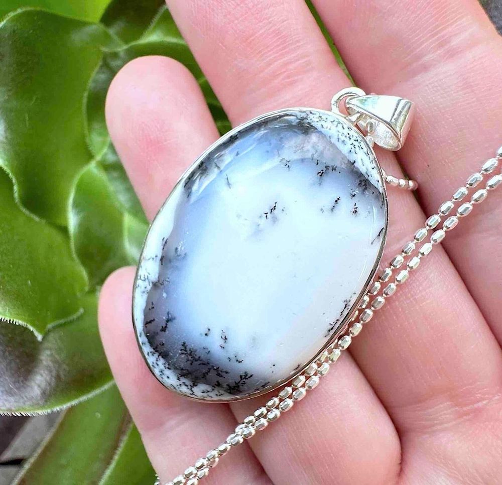 Merlinite Crystal Pendant with Silver Precious Gemstone Jewellery