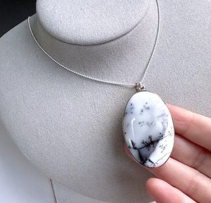 Merlinite Pendant | Sterling Silver Oval Crystal Necklace