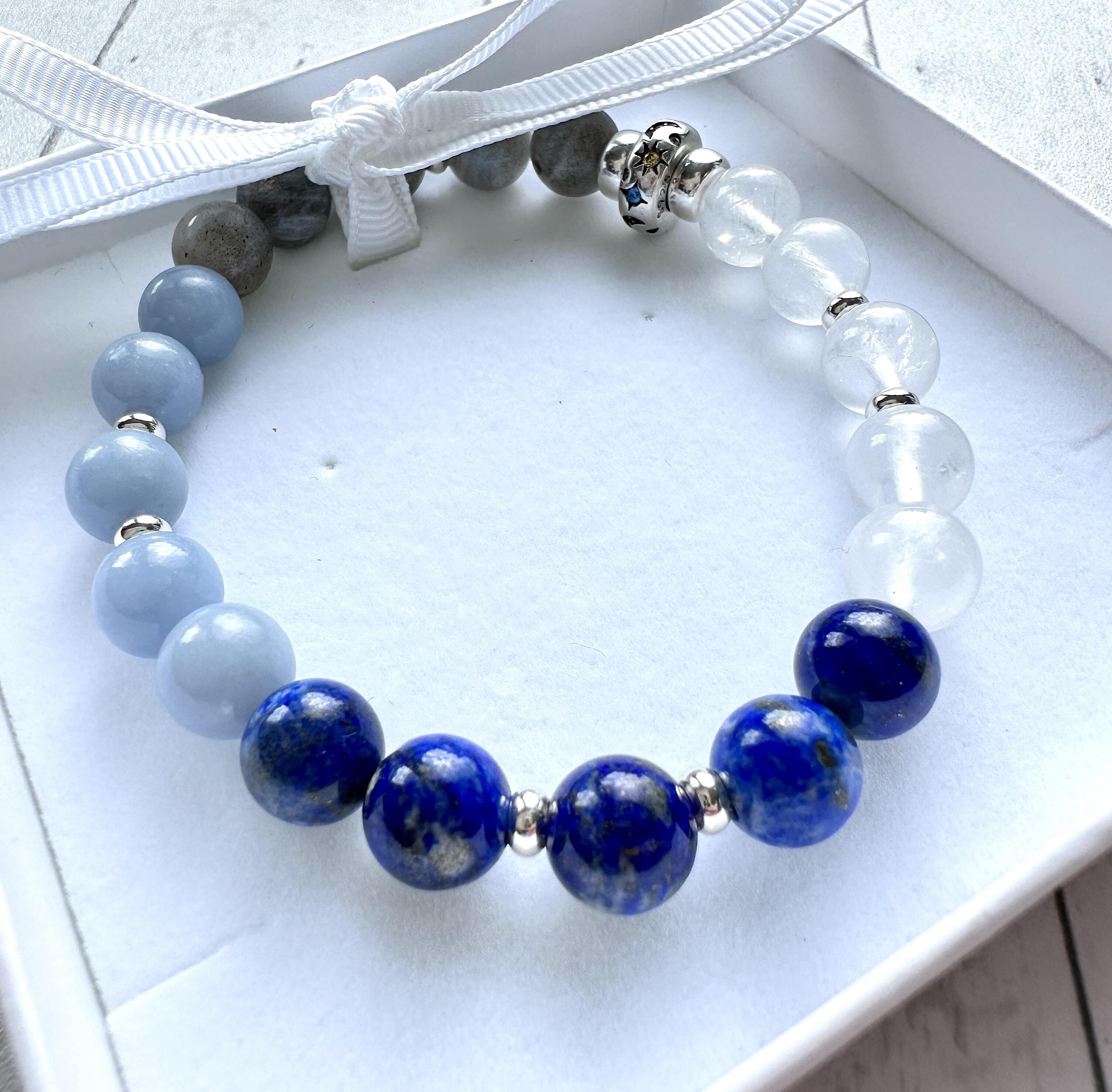 Celestial Moon Crystal Bracelet – Blue Moonstone & Lapis Lazuli ...