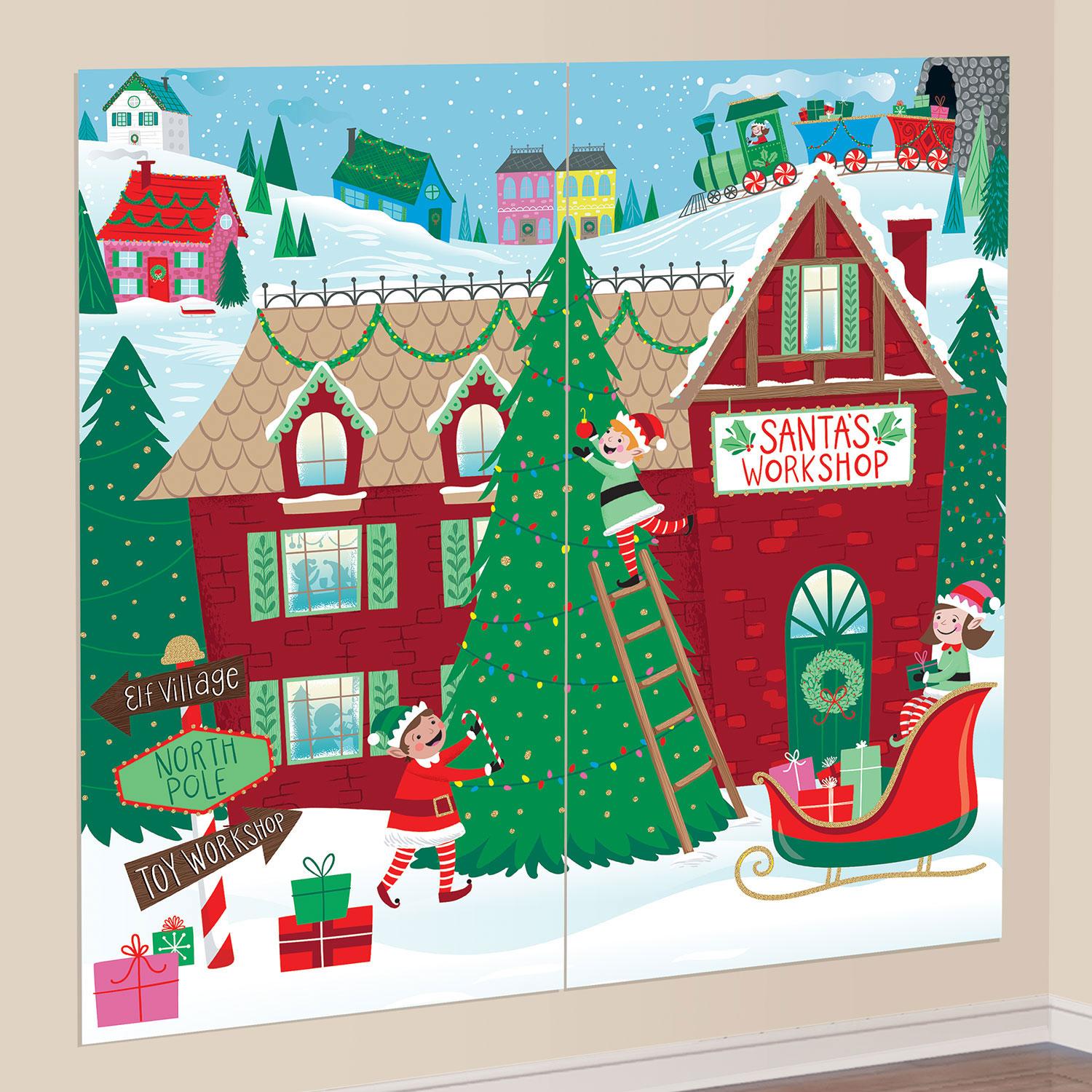 Santas Workshop Decoration overall size 1.65m x 1.65m by Amscan 671096 ...