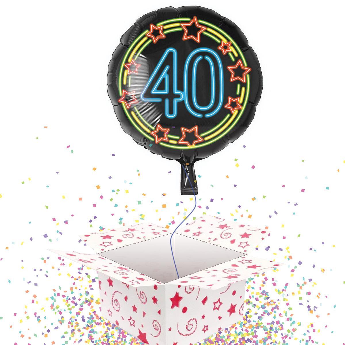 40Th Birthday Neon Lights Foil Balloon 46Cm | Balloon In A Box ...
