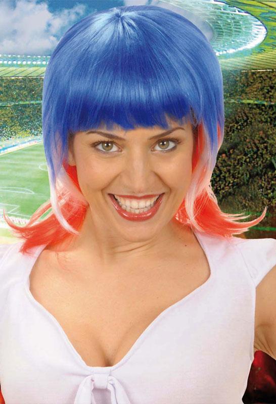Patriotic Blue, White and Red Wig for Ladies by Widmann S0702 ...